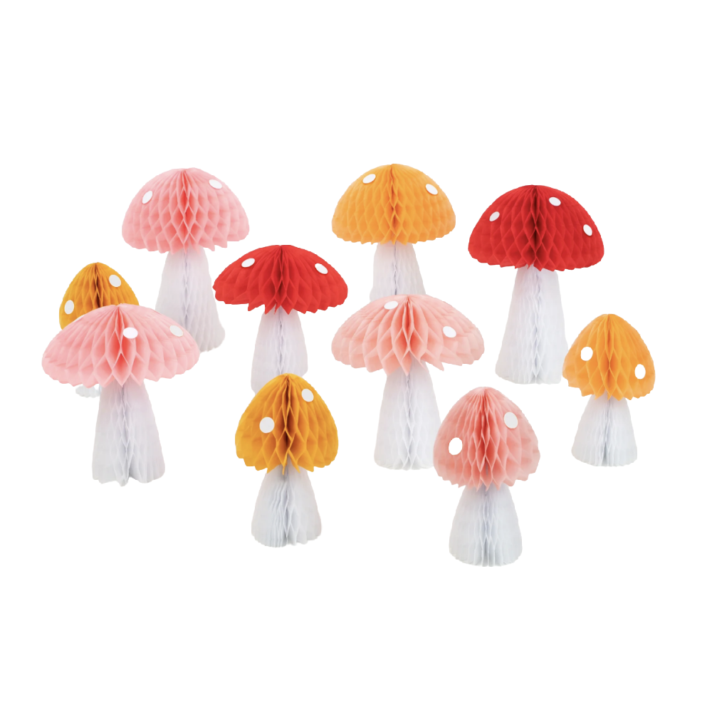 Meri Meri Honeycomb Mushroom Decorations on DLK – Design Life Kids