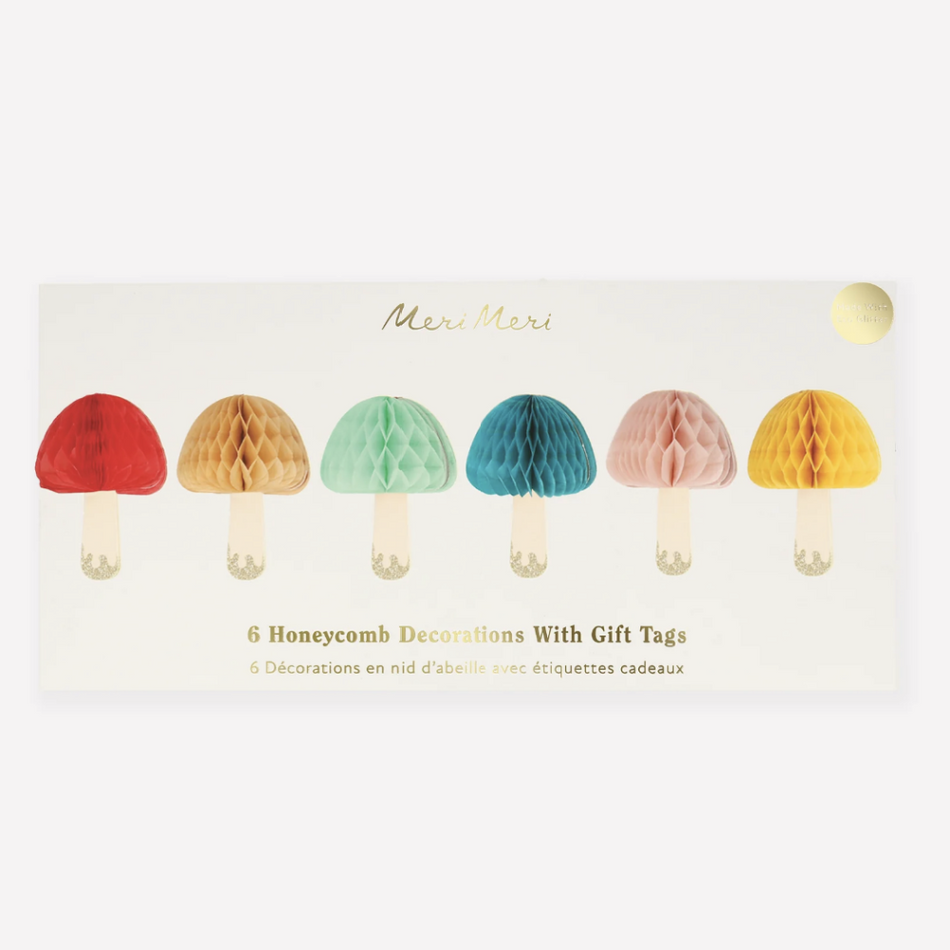 Meri Meri Honeycomb Mushroom Hanging Decoration Tags on DLK – Design ...