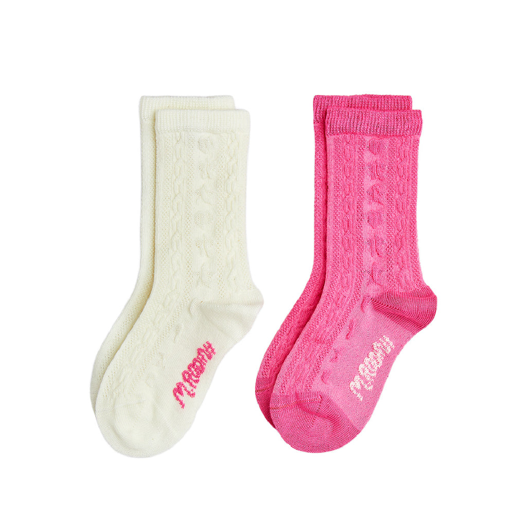 Mini Rodini Pink and White Textured Socks for Kids at DLK – Design Life ...