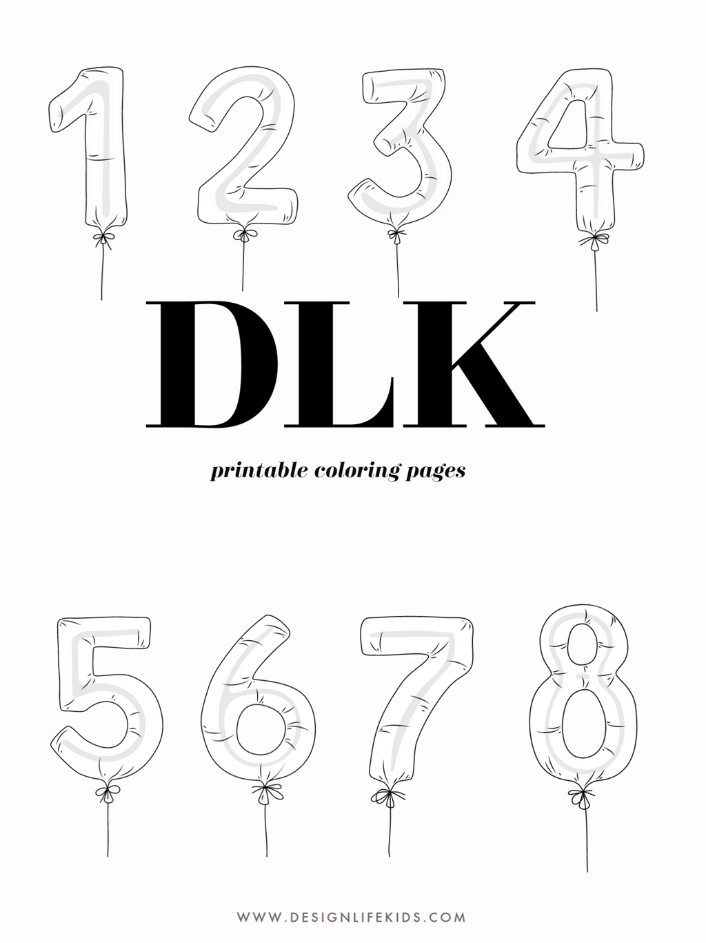Balloon Numbers Coloring Book – Design Life Kids