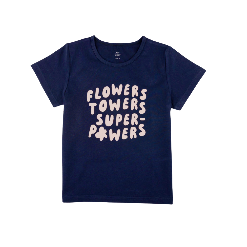 Olive and the Captain Flowers Superpowers Tee on DLK – Design Life Kids