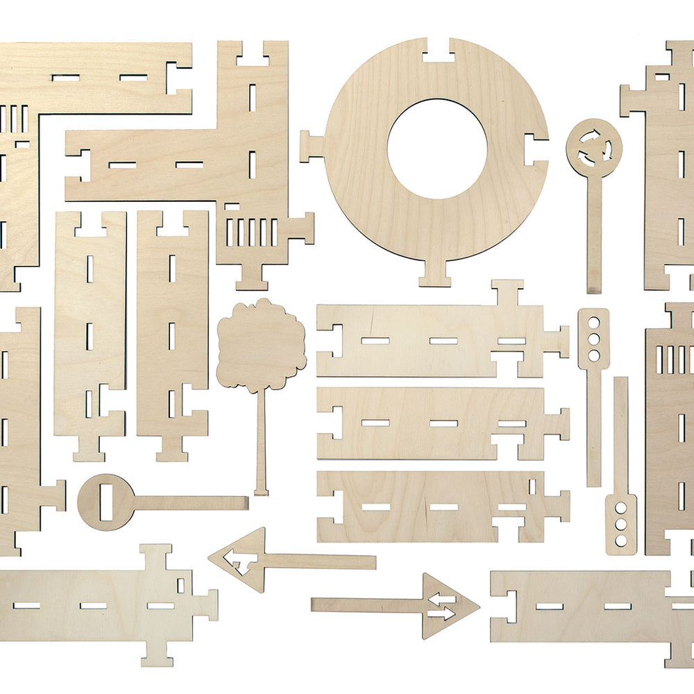 Natural Wood Road Set for toy cars on DLK – Design Life Kids