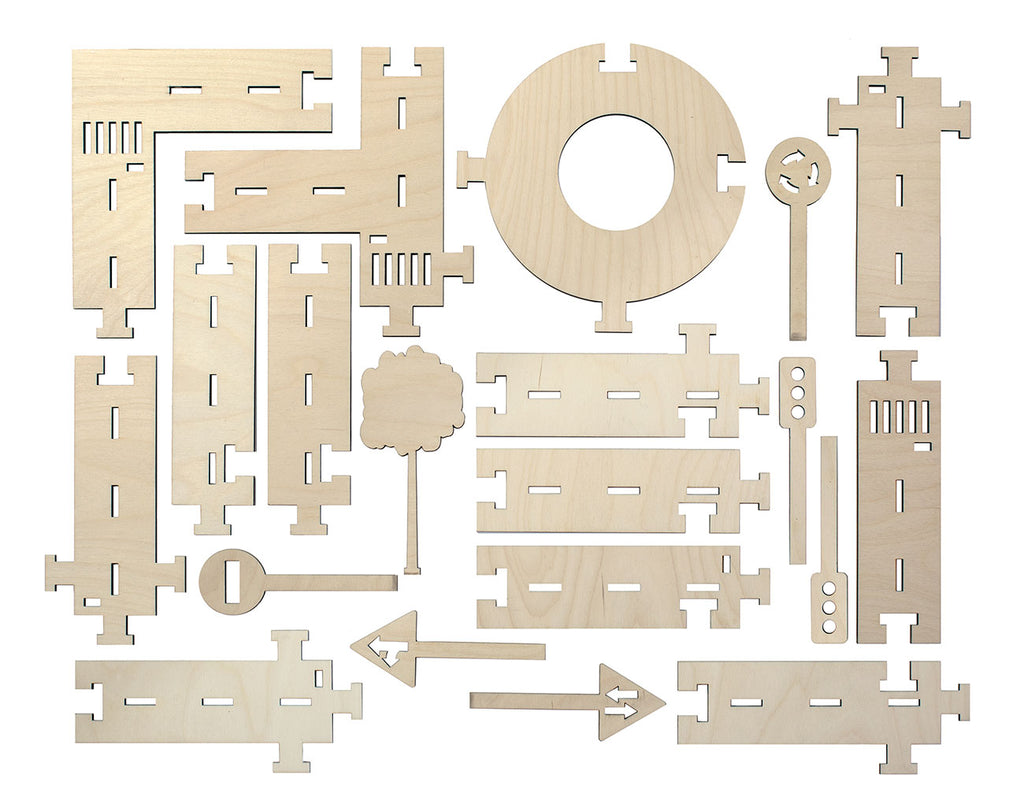 Natural Wood Road Set for toy cars on DLK – Design Life Kids